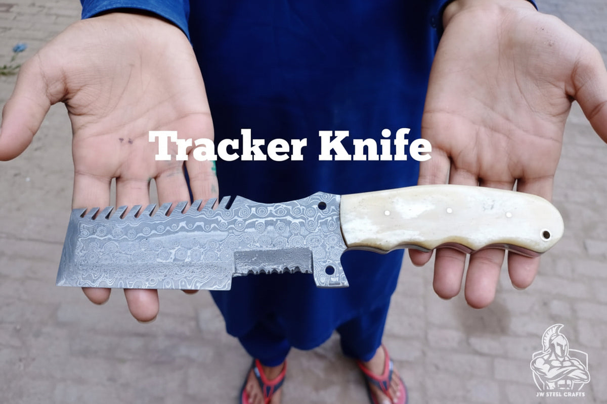 Custom Made Tracker knife with bone handle – JW SteelCrafts